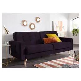 3-Sitzer exxpo - SOFA FASHION "Nappa, kompakt, bequem, zeitloses Design, Breite 222cm, L-Form", lila (purole), B:222cm H:87cm T:89cm, Samtvelours (100% Polyester);Webvelours (100% Polyester), Sofas, tolle Detailverarbeitung