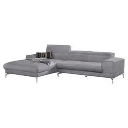 Ecksofa W.Schillig "piedroo, Designsofa mit tollem Sitzkomfort, bequem und elegant, L-Form", grau (dolphin r66), B:303cm H:70cm T:193cm, Chenille-Flachgewebe R66 (85% Polyester, 15% Nylon), Sofas, Ecksofa, Kopfteilverstellung, wahlweise mit Sitztiefenverstellung, Breite 303cm