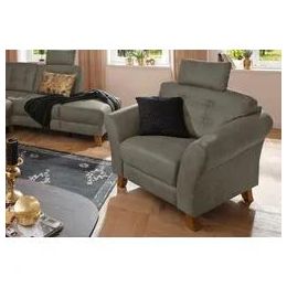 Sessel Home Affaire "Trondheim", grau (taupe), B:101cm H:89cm T:90cm, Struktur weich ( 97% Polyester, 3% Baumwolle);Luxus-Microfaser ALTARA NUBUCKr (100% Polyester);Luxus-Microfaser Lederoptik (100% Polyester), Sessel, Sessel, mit Federkern, Knopfheftung im R&uuml;cken