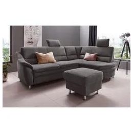 Ecksofa Home Affaire "Cardoso L-Form", grau, B:250cm H:90cm T:175cm, Struktur impr&auml;gniert (100% Polyester);Luxus-Microfaser ALTARA NUBUCK (100% Polyester);Struktur (52% Polyester, 35% Polyacryl, 13% Baumwolle);Luxus-Microfaser weich (90% Polyester, 10% Polyamid), Sofas, Ecksofa, Federkern, wahlweise mit Bett, Schubkasten