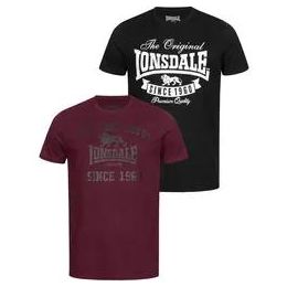 T-Shirt Lonsdale "SUSSEX-TORBAY", Herren, Gr. 5XL (72/74), schwarz (schwarz, rot), Single Jersey, Obermaterial: 100% Baumwolle, unifarben, Rundhals, Shirts T-Shirt, Topseller