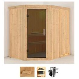 Sauna Karibu "Swantje", beige (naturbelassen), Saunaofen, integrierte Steuerung, 3,6 kW, Saunen, Ofen 3,6 kW intgr. Strg