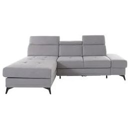 Ecksofa Home Affaire "Cardiz L-Form", grau (hellgrau), B:246cm H:83cm T:173cm, Webstoff (100% Polyester);Luxus-Microfaser Paris (90% Polyester/10% Polyamid);Struktur fein (100% Polyester);Samtoptik (100% Polyester), Sofas, Ecksofa, inkl.Kopfteilverstellung und Federkern wahlweise mit Bettfunktion