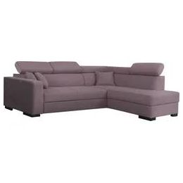 Ecksofa Home Affaire "Tulio L-Form", rot (wine), B:267cm H:95cm T:198cm, Struktur fein (100% Polyester);Struktur (100% Polyester);Samtstruktur (100% Polyester), Sofas, Ecksofa, wahlweise mit Bettfunktion und Bettkasten, incl. 3 Zierkissen