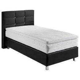 Boxspringbett, schwarz (scwarz), B:105cm L:210cm, Bezug: Kunstleder, Polyurethan;Polsterung: 100% Polyester, Westfalia Schlafkomfort, Komplettbetten, Boxspringbett, mit Kn&ouml;pfen in Kristalloptik, wahlweise mit Topper