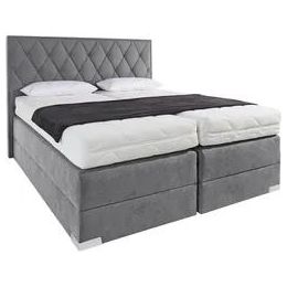Boxspringbett, grau (dunkelgrau), B:190cm L:212cm, Bezug der Obermatratze: 100% Polyester, Bezug abnehm- und waschbar bis 60C;Unterbox und Kopfteil: Microvelours-Bezug (100% Polyester), Westfalia Schlafkomfort, Komplettbetten, Boxspringbett