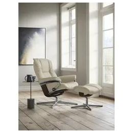 Relaxsessel stressless "Mayfair", beige (cream batick), B:83cm H:102cm T:74cm, Leder BATICK: BATICK ist ein leicht korrigiertes, durchgef&auml;rbtes und genarbtes M&ouml;belleder, bei dem die meisten Unebenheiten und Spuren in der Regel entfernt wurden., Sessel, Relaxsessel, mit Cross Base, Gr&ouml;&szlig;e S, M & L, Holzakzent Braun