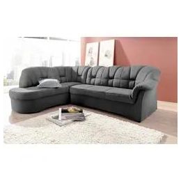Ecksofa DOMO collection "Papenburg, zeitlose R&uuml;ckensteppung, elegante Armlehne, L-Form", grau, B:241cm H:84cm T:178cm, Kunstleder SOFTLUX;Luxus-Microfaser (100% Polyester);Struktur ( 90% Polyester, 10% Polyacryl);Microfaser PRIMABELLE (100% Polyester), Sofas, Ecksofa, mit Ottomane, wahlweise mit Bettfunktion