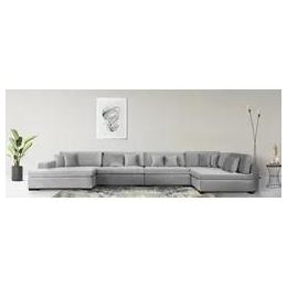 Wohnlandschaft Home Affaire "Skara U-Form", grau, B:390cm H:86cm T:190cm, 100% Polyester, Sofas, Wohnlandschaft, Lounge-Sofa mit Federkernpolsterung, in vielen Bezugsvarianten