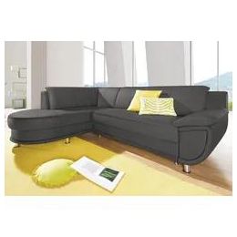 Ecksofa Trendmanufaktur "Rondo, zeitlos und elegant, bequem, L-Form", grau (anthrazit), B:265cm H:85cm T:190cm, Softlux-Kunstleder;Primabelle-Microfaser;NaturLeder (handschuhweiches Rindsleder in Sitz und R&uuml;cken mit SOFTLUX-Kunstleder als Korpus-Bezug);Struktur (23% Polyacryl, 77% Polyester), Sofas, Ecksofa, wahlweise mit Federkern, wahlweise mit Bettfunktion