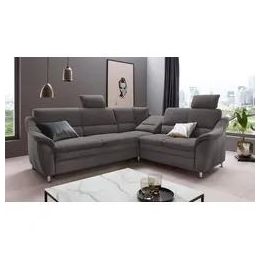 Ecksofa Home Affaire "Cardoso L-Form", grau, B:249cm H:90cm T:209cm, Luxus-Microfaser Lederoptik (100% Polyester);Luxus-Microfaser (100% Polyester);Luxus-Microfaser ALTARA NUBUCK (100% Polyester);Struktur (100% Polyester), Sofas, Ecksofa, Federkern, wahlweise mit Bett, Schubkasten, teilweise Relaxfunktion
