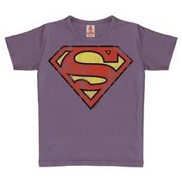 T-Shirt logoshirt "Superman", M&auml;dchen, Gr. 92/98, lila, 100% Baumwolle, bedruckt, normal, Rundhals, Shirts T-Shirt, mit heldenhaftem Vintage-Print