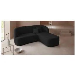 Ecksofa "Dilara L-Form", schwarz, B:200cm H:87cm T:165cm, Struktur fein 100% Polyester);Samtoptik (100% Polyester);Boucl&eacute; (100% Polyester), LeGer Home by Lena Gercke, Sofas, Ecksofa, gerundete R&uuml;ckenlehne und Front, in 3 Bezugsqualit&auml;ten