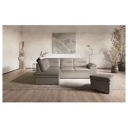 Ecksofa COTTA "Leandra L-Form", grau, B:250cm H:88cm T:90cm, NaturLEDER: Bitte beachten Sie, dass Lederbez&uuml;ge mehr N&auml;hte aufweisen als Stoffbez&uuml;ge.;Kunstleder Softlux;NaturLEDER (echtes Rindsleder) in Sitz und R&uuml;cken.;Luxus-Microfaser (100% Polyester), Sofas, Ecksofa, wahlweise mit Bettfunktion & Bettkasten