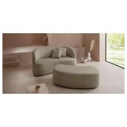 2-Sitzer "Dilara", beige (dunkelbeige), B:170cm H:87cm T:89cm, Struktur fein 100% Polyester);Samtoptik (100% Polyester);Boucl&eacute; (100% Polyester), LeGer Home by Lena Gercke, Sofas, gerundete R&uuml;ckenlehne und Front, in 3 Bezugsqualit&auml;ten