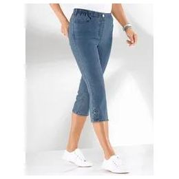 Caprijeans Classic Basics, Damen, Gr. 22, Kurzgr&ouml;&szlig;en, blau (blau, bleached), 78% Baumwolle, 20% Polyester, 2% Elasthan, unifarben, 3/4-L&auml;nge, Jeans