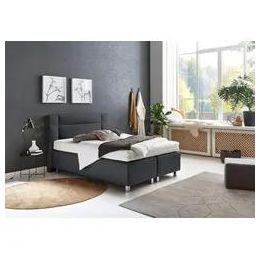 Boxspringbett, grau (feinstrukturstoff anthrazit), Kaltschaum-Topper, Liegefl&auml;che B/L: 140cm x 200cm, H3, 5-Zonen-Tonnentaschen-Federkernmatratze, Bezug Unterbox und Kopfteil: Feinstrukturstoff (77% Polyester, 23% Viskose);Bezug Obermatratze 100% Polyester, waschbar bis 60C, Westfalia Schlafkomfort, Komplettbetten, Boxspringbett, in diversen Ausf&uuml;hrungen