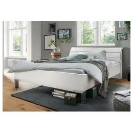 Futonbett Wiemann "Monaco, 4-fache Liegeh&ouml;henverstellung", wei&szlig; (wei&szlig;, leisten in chrom), B:209cm L:218cm, Betten, Futonbett, mit stilvollem Holzkopfteil, Made in Germany