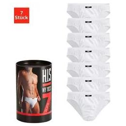 H.I.S. Slip H.I.S "Unterhosen f&uuml;r Herren", Herren, Gr. 6L, 7 Stk., wei&szlig;, Jersey, Obermaterial: 95% Baumwolle, 5% Elasthan, unifarben, k&ouml;rpernah, Unterhosen Slip, aus Baumwoll-Mix in einer Dose verpackt, Topseller