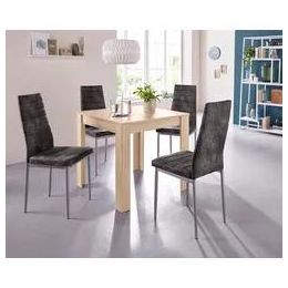 Essgruppe OTTO HOME, grau (eichefarben, anthrazit), B:80cm, Sitzm&ouml;bel-Sets, Essgruppe, Tischgruppe f&uuml;r kleine R&auml;ume