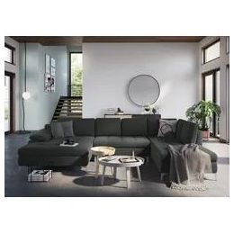 Sit & More Wohnlandschaft SIT & MORE "Latigo U-Form", grau (anthrazit), B:346cm T:201cm, Sofas, Wohnlandschaft, mit Mega-Recamiere, wahlweise mit Bettfunktion und Bettkasten
