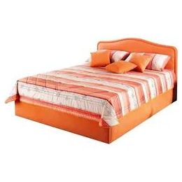 Polsterbett, orange (terrakotta), B:132cm L:212cm, Bezug Bett: Microfaser (100% Polyester);Bonnell-Federkernmatratze: Baumwoll-Mischgewebe (51% Polypropylen, 39% Polyester, 10% Baumwolle);Kaltschaummatratze: 100% Polyester, Bezug abnehm- und waschbar bis 60C Polyester), Westfalia Schlafkomfort, Betten, Polsterbett, mit Bettkasten