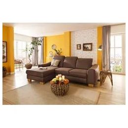 Ecksofa Home Affaire "Dundee L-Form", braun (schokobraun), B:264cm H:86cm T:170cm, Luxus-Microfaser Florence (100% Polyester);Struktur fein (100% Polyester);Luxus-Microfaser Lederoptik (100% Polyester), Sofas, Ecksofa, wahlweise mit Kopfteilverstellung und zus&auml;tzlich mit Bettfunktion