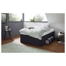 Boxspringbett, schwarz, B:120cm L:200cm, Bezug Bett: Feinstrukturstoff (77% Polyester, 23%Viskose) oder Microfaser (100% Polyester);Bonnellfederkernmatratze: 100%Polyester;Kaltschaummatratze: 100% Polyester, Bezug abnehm- und waschbar bis 60C, Westfalia Schlafkomfort, Komplettbetten, Boxspringbett, mit integrierter Schublade, frei im Raum stellbar