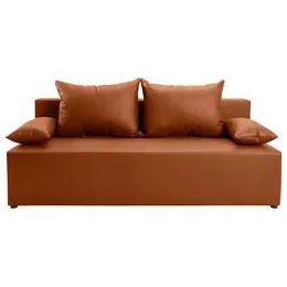 Schlafsofa exxpo - SOFA FASHION "exxpo Tabou, Sofabett mit tollen Optionen", braun (cognac), B:193cm H:88cm T:85cm, Luxus-Microfaser (100% Polyester), Sofas, Schlafsofa, Bettfunktion,Bettkasten, wahlweise mit Liftbettfunktion und Federkern