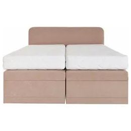Boxspringbett, beige (dunkelbeige), B:195cm L:212cm, Box und Kopfteil: Microvelours (100% Polyester) oder Kunstleder (Polyurethan);Bezug der Obermatratze: 100% Polyester, Westfalia Schlafkomfort, Komplettbetten, Boxspringbett, wahlweise mit Bettkasten