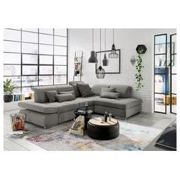 Ecksofa "SO 4100 mit komfortablen Federkern und Kopfteilverstellung", grau (grau 10), B:291cm H:80cm T:226cm, SET ONE BY Musterring, Sofas, Ecksofa, wahlweise mit Bettfunktion und Sitztiefenverstellung, L-Form