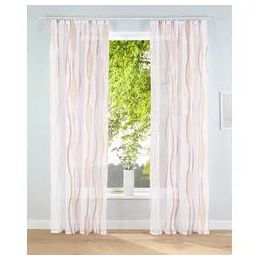 Gardine OTTO HOME "Dimona" Gr. 3, orange (creme, terra), B:140cm H:225cm, Voile, Polyester, Gardinen, Gardine, 2er-Set, Bestseller, Polyester, Wellen