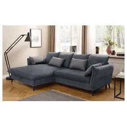 Ecksofa Home Affaire "Tirano, moderne Optik, komfortabel, Breite 274cm,L-Form", grau (anthrazit), B:274cm H:88cm T:170cm, Sofas, Ecksofa, wahlweise mit Bettfunktion und Bettkasten