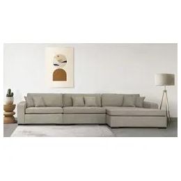 Sofa-Eckelement Home Affaire "Skara XXL L-Form", beige (dunkelbeige), B:400cm H:86cm T:190cm, 100% Polyester, Polsterelemente, Lounge-Sofa XXL mit Federkern-Polsterung, in vielen Bezugsvarianten