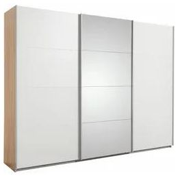 Schwebet&uuml;renschrank Rauch "Kleiderschrank Schrank Garderobe Ankleide Schlafzimmerschrank GANDRA", wei&szlig; (struktureichefarben hell, wei&szlig;), B:271cm H:210cm T:62cm, Holzwerkstoff, Schr&auml;nke, Schwebet&uuml;renschrank, voll aufgelegte Spiegelelemente, Metall-Griffleisten MADE IN GERMANY