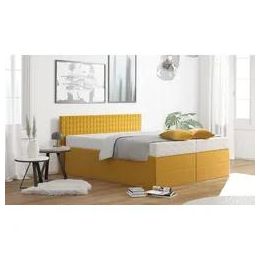 Boxspringbett, gelb (sonnengelb), B:215cm L:210cm, Bezug: 100% Polyester;Polsterwatte: 100% Polyester, Westfalia Schlafkomfort, Komplettbetten, Boxspringbett, mit Zierkissen, wahlweise mit Topper