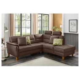 Ecksofa Home Affaire "Palmera L-Form, B: 236 cm", braun (dunkelbraun), B:236cm H:89cm T:212cm, 100% Polyester;Struktur (100% Polyester);Luxus-Microfaser in Lederoptik (100% Polyester), Sofas, Ecksofa, optional Schlaffunktion & Bettkasten, Federkern