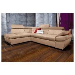 Ecksofa exxpo - SOFA FASHION "Salerno, Funktionssofa, hoher Sitzkomfort, Breite 268cm, L-Form", braun (cappuccino), B:268cm H:77cm T:204cm, NaturLeder;Primabelle-Microfaser (100% Polyester);Luxus-Kunstleder, Sofas, Ecksofa, inkl. Kopf- und Armteilverstellung, wahlweise mit Bettfunktion
