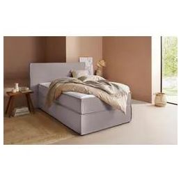 Boxspringbett "Yuma", grau (hellgrau), B:133cm L:213cm, 100% Polyester, LeGer Home by Lena Gercke, Komplettbetten, Boxspringbett, incl. Topper, in 4 Breiten, 3 Matratzenarten und je 2 H&auml;rtegraden