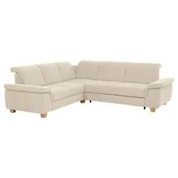 Ecksofa Home Affaire "Dalia L-Form", beige (creme), B:256cm H:83cm T:236cm, Luxus-Microfaser Florence (100% Polyester);Luxus-Microfaser weich (90% Polyester, 10% Polyamid);Webstoff (100% Polyester), Sofas, Ecksofa, mit Federkernpolsterung, wahlweise mit Bettfunktion, Bettkasten