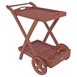 Servierwagen Garden Pleasure "Toledo", braun (holzfarben dunkel), B:88cm H:80cm T:54cm, Rollwagen, Servierwagen, Eukalyptusholz, 88x54 cm, rollbar