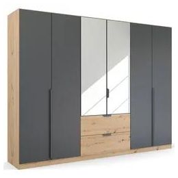 Dreht&uuml;renschrank Rauch "Dark&Wood by Quadra Spin", braun (eiche artisan, grau metallic), B:271cm H:210cm T:54cm, Holzwerkstoff, Schr&auml;nke, Dreht&uuml;renschrank, im Industrial Style mit Schubk&auml;sten in Eiche Dekor, mit Spiegel