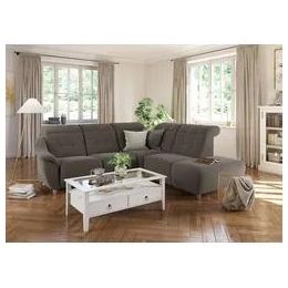Ecksofa Home Affaire "Boston L-Form", braun, B:272cm, Struktur (100% Polyester);Luxus-Microfaser Florence (100% Polyester);Chenille (100% Polyester);NaturLEDER (reines Rindsleder), Sofas, Ecksofa, Kopfteilverstellung an jeder Sitzfl&auml;che, wahlweise Relaxfunktion