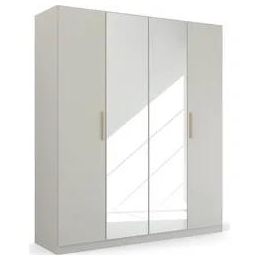 Kleiderschrank Rauch "Dreht&uuml;renschrank Schrank Garderobe Ankleide SKANDI BY QUADRA SPIN", grau (seidengrau), B:181cm H:210cm T:54cm, Holzwerkstoff, Schr&auml;nke, Kleiderschrank, im Landhaus-Stil mit Massivholzgriffen, vollfl&auml;chige Spiegelt&Uuml;ren