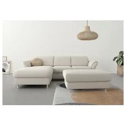 Sit & More Ecksofa SIT & MORE "Apulia L-Form", beige (creme), B:250cm H:78cm T:185cm, Webstoff (100% Polyester);Struktur weich (90% Polyester, 10% Polyamid);Luxus-Microfaser Euphoria (100% Polyester);Samtoptik (100% Polyester), Sofas, Ecksofa, wahlweise Bettfunktion, Bettkasten und Kopf- und Armteilverstellung