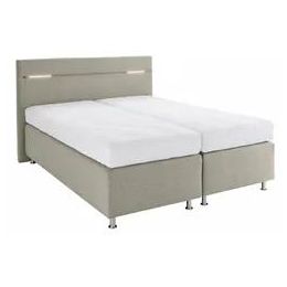 Boxspringbett, beige (struktustoff dunkelbeige), mit LED-Beleuchtung, Liegefl&auml;che B/L: 160cm x 200cm, H2, Bonnell-Federkernmatratze, Bezug Unterbox und Kopfteil: Strukturstoff (77% Polyester und 23% Viskose);Bezug Obermatratze 100% Polyester, waschbar bis 60C, Westfalia Schlafkomfort, Komplettbetten, Boxspringbett, wahlweise mit LED-Beleuchtung