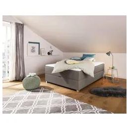 Boxbett Home Affaire "Alexis", braun (hellbraun), B:140cm L:220cm, Struktur fein (100% Polyester), Komplettbetten, ohne Kopfteil - ideal f&uuml;r R&auml;ume mit Dachschr&auml;gen; in 4 Breiten