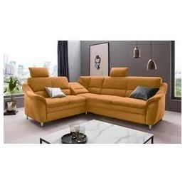 Ecksofa Home Affaire "Cardoso L-Form", gelb (mais), B:249cm H:90cm T:209cm, Luxus-Microfaser Lederoptik (100% Polyester);Luxus-Microfaser (100% Polyester);Luxus-Microfaser ALTARA NUBUCK (100% Polyester);Struktur (100% Polyester), Sofas, Ecksofa, Federkern, wahlweise mit Bett, Schubkasten, teilweise Relaxfunktion