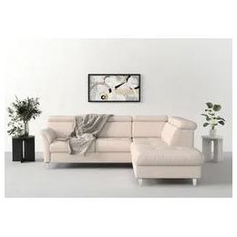 Sit & More Ecksofa SIT & MORE "Marano L-Form", beige (creme), B:252cm T:216cm, 100% Polyester, Sofas, Ecksofa, inklusive Kopfteilverstellung, wahlweise mit Bettfunktion, Bettkasten