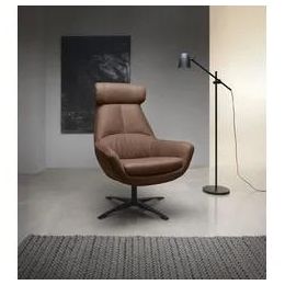 Drehsessel BETYPE "Be Organic High Back, Loungesessel, Hochlehnsessel", braun (savannah), B:81cm H:92cm T:83cm, 100% Echtleder, Sessel, Drehsessel, in elegantem Design mit Drehfunktion